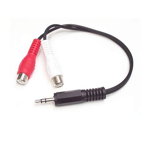Male 35 Mm Mini Jack To Female Rca X 2 Aux Cable Black