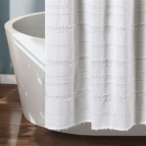 Lush Decor Stripe Clip Jacquard Shower Curtain Whitewhite 72`` X 72``