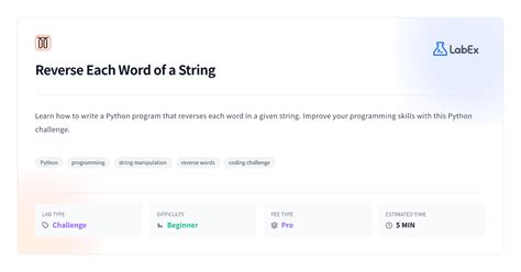 Reverse Each Word Of A String Labex