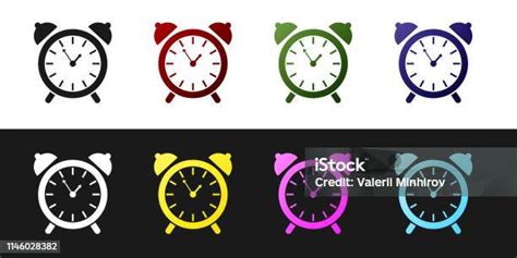 검은 색과 흰색 배경에 고립 된 알람 시계 아이콘을 설정 합니다 일어나 개념을 얻을 시간 기호입니다 벡터 일러스트 0명에 대한 스톡 벡터 아트 및 기타 이미지 Istock