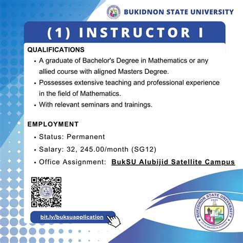 Buksu 𝐖𝐄 𝐀𝐑𝐄 𝐇𝐈𝐑𝐈𝐍𝐆 📣📣📣 𝟏 𝐈𝐧𝐬𝐭𝐫𝐮𝐜𝐭𝐨𝐫 𝐈 𝐏𝐞𝐫𝐦𝐚𝐧𝐞𝐧𝐭 𝐀𝐥𝐮𝐛𝐢𝐣𝐢𝐝 𝐒𝐚𝐭𝐞𝐥𝐥𝐢𝐭𝐞 𝐂𝐚𝐦𝐩𝐮𝐬 𝟏 𝐈𝐧𝐬𝐭𝐫𝐮𝐜𝐭𝐨𝐫 𝐈