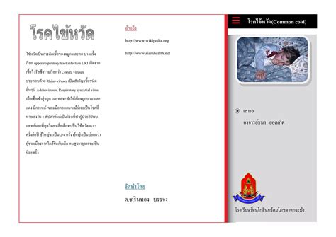 แผ่นพับ โรคไข้หวัด Ppt