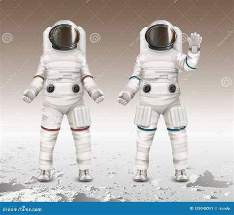 Unillustrazione Di Vettore Di Due Astronauti Che Portano Le Tute