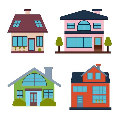 Casas de dibujos animados ambientadas en concepto de bienes raíces