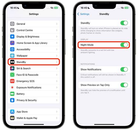 Ios 17 как отключить красный оттенок в режиме ожидания Weeo