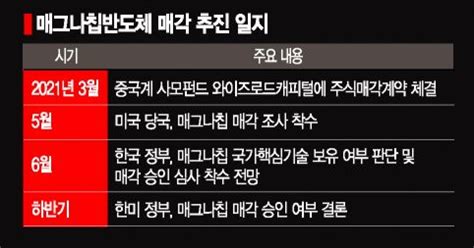 Oled 구동칩 국가핵심기술 지정정부 매그나칩 中 매각 제동거나