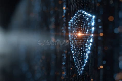 Cybersecurity Data Shields In Binary Code Environment Stock Image