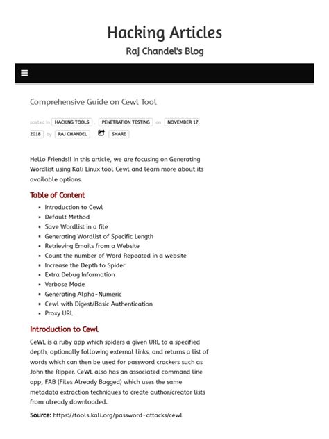 Comprehensive Guide On Cewl Tool Pdf Proxy Server Computer File