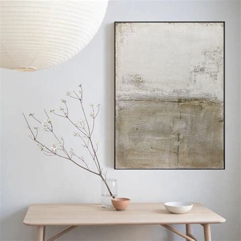 Großes abstraktes Gemälde Weiß Grau Wand Kunst Beige Etsy de