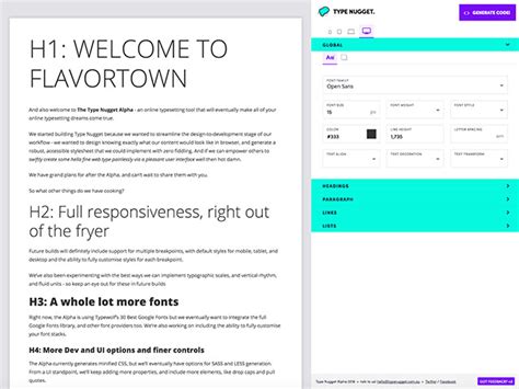 Type Nugget Web Typography Css Generator Freebiesbug