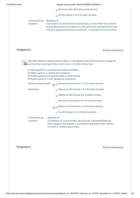 Curso Criptografia E CertificaÇÃo Digital Teste QuestionÁrio Unidade Ii Segurança Da Informação