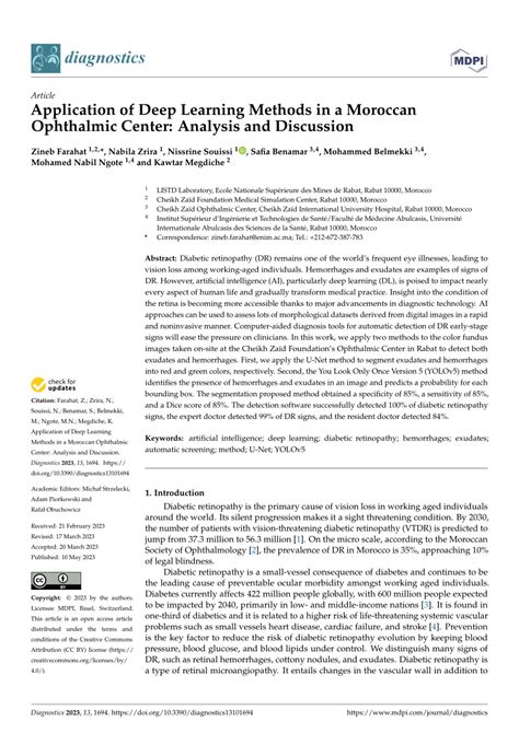 Pdf Application Of Deep Learning Methods In A Moroccan Ophthalmic