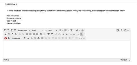 Solved Question 2 1 Write Database Connection String Using