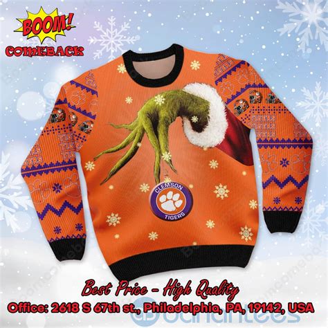 Limited Design Clemson Tigers Grinch Candy Cane Ugly Christmas Sweater