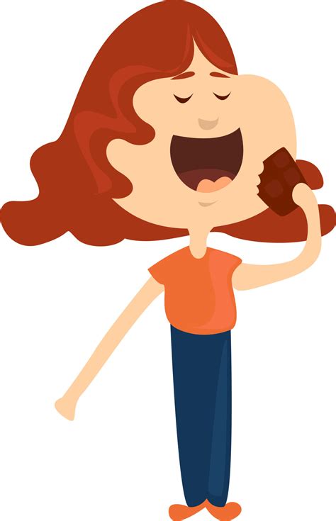 Girl Eating Chocolate Illustration Vector On White Background