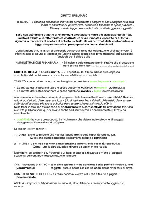 Riassunto Diritto Tributario Completo Voto 2830 Docsity
