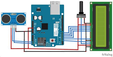 Измерение расстояний с помощью Arduino и ультразвукового датчика схема