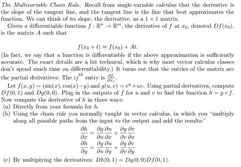 Solved The Multivariable Chain Rule Recall From