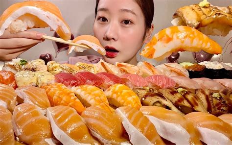 MIYU 超美味日味寿司拼盘 三文鱼 生虾 鳗鱼 金枪鱼 缇鱼 鱼籽 灰鸟入被窝 灰鸟入被窝 哔哩哔哩视频