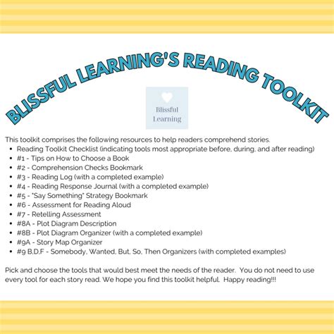 Printable Reading Toolkit Story Elements Reading Resources Bookmarks