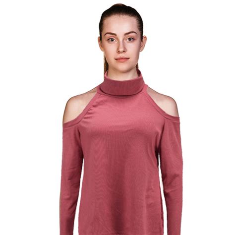 High Neck Loose Fit Cold Shoulder Sweater Redeem Source