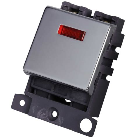 Scolmore Click Mini Grid 20a Double Pole Switch Module With Neon Polished Chrome Md023ch Cef