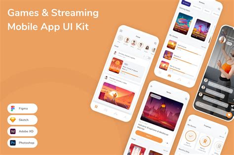 游戏和流媒体移动应用APP UI KIT FIG PSD SKETCH XD 云瑞设计