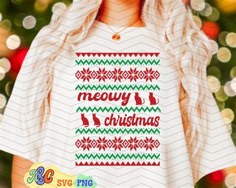 Meowy Christmas Christmas Cat Svg Meowy Ugly Christmas Sweater Svg
