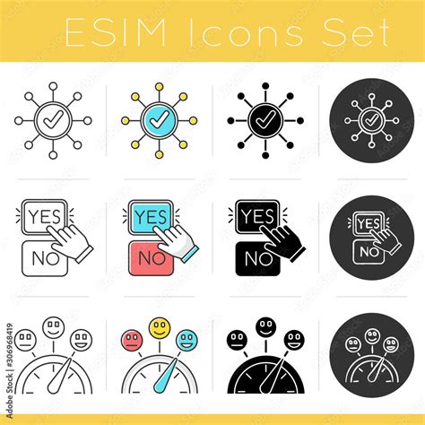 Survey Icons Set Correct Answer Yes And No Buttons Hand Clicking Option Right Checkmark