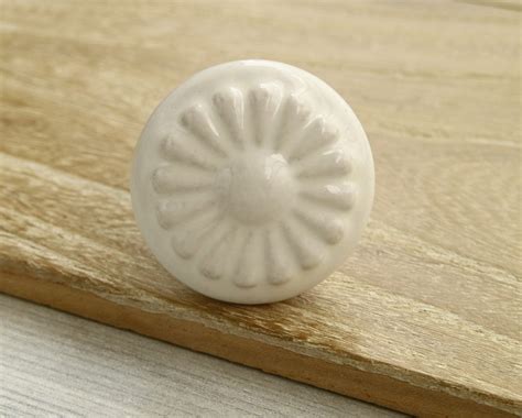White Dresser Knob Ceramic Drawer Handle Pull Porcelain Etsy