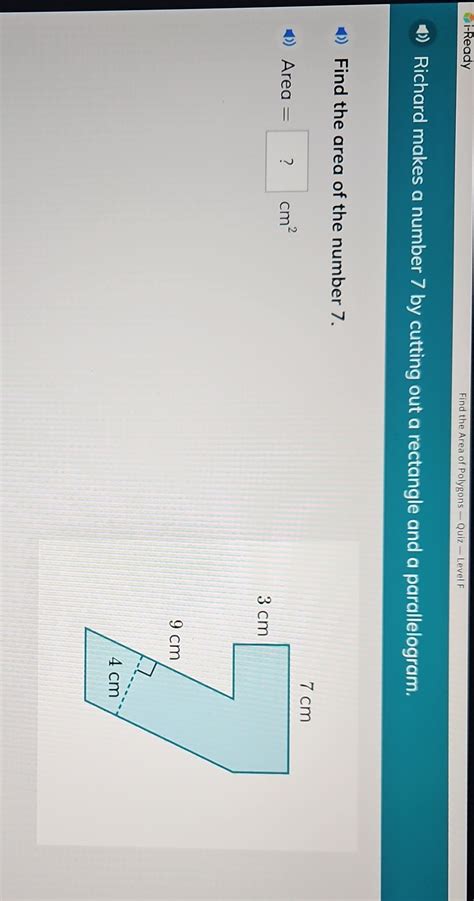 I Ready Find The Area Of Polygons Quiz Level F Richard Makes A