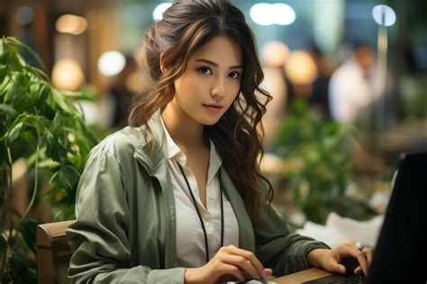Premium Photo Portrait Of An Excited Curly Young Girl Holding Laptop