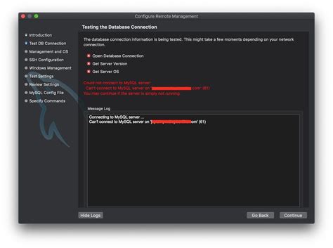 Cant connect to remote MySQL server with error Max的程式語言筆記