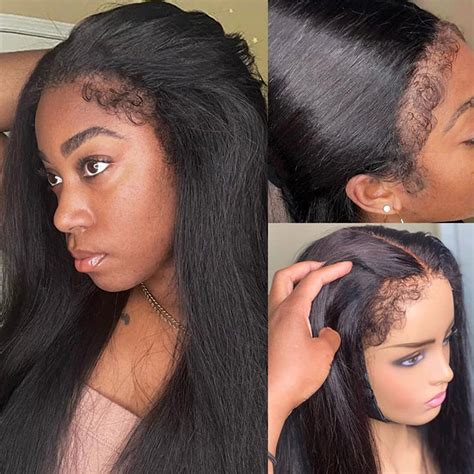 Kinky Straight Glueless Lace Wig Yaki Human Hair Kisslove Hair