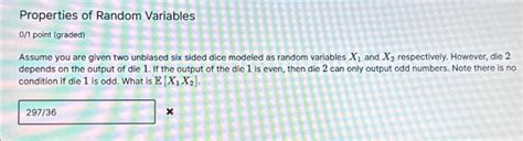 Solved Properties Of Random Variables 0 1 Point Graded