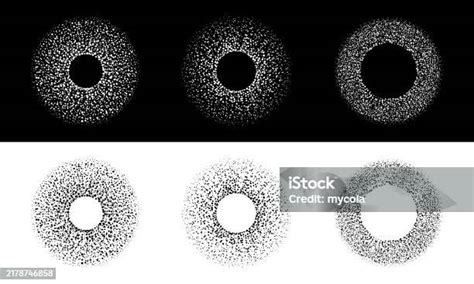 원에 점이 있는 현대 추상 배경입니다 로고 아이콘 또는 디자인 요소의 점묘 효과 흰색 배경에 검은색 점 검은색 면에 흰색 점 가능성에 대한 스톡 벡터 아트 및 기타 이미지
