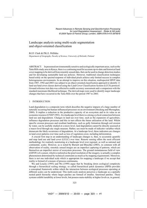 Pdf Landscape Analysis Using Multi Scale Segmentation And Object