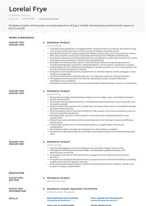 Database Analyst Resume Examples And Templates