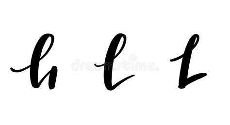 Elegant Handwritten Lowercase L Variations Calligraphic Style Stock