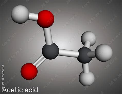Acetic Acid Ethanoic Acid Ch3cooh Molecule Molecular Model 3d