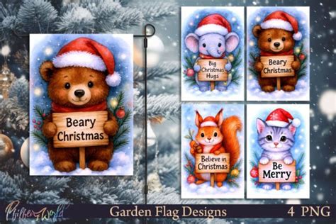 Cute Christmas Garden Flags Graphic By Pfiffens World · Creative Fabrica