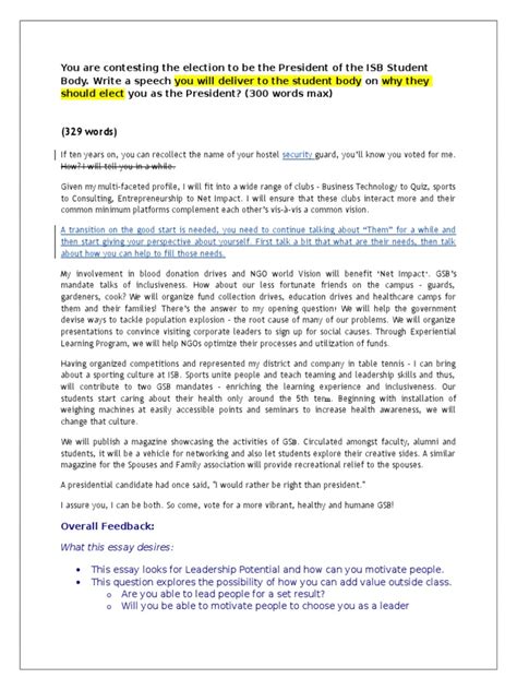 Sample Isb Mba Application Essays Review Download Free Pdf