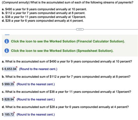 Solved Compound Annuity What Is The Accumulated Sum Of