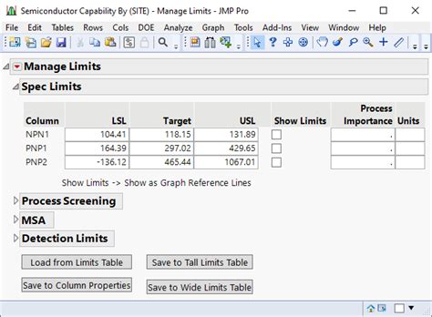 Question Table Summary But Lost Column Property Of Spec Limits Jmp