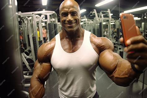 Premium Ai Image Bodybuilder Take A Picture Selfie In Gym