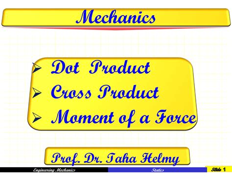 Chapter 1 Statics Dot Product Cross Product Moment Of A Force Prof