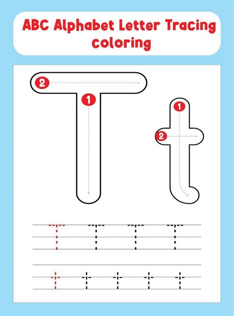 T Alphabet Letter Tracing Coloring Page 69962260 Vector Art At Vecteezy