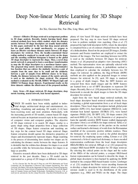 Fillable Online Deep Nonlinear Metric Learning For 3 D Shape Retrieval