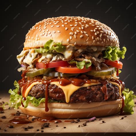 Premium Ai Image Loaded Beef Burger