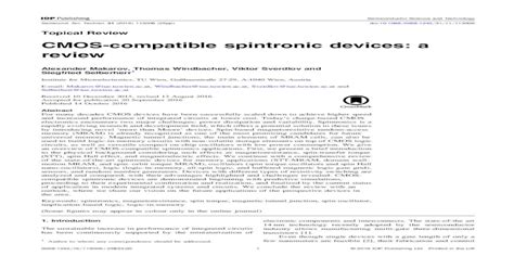 Pdf Cmos Compatible Spintronic Devices A Reviewtopical Review
